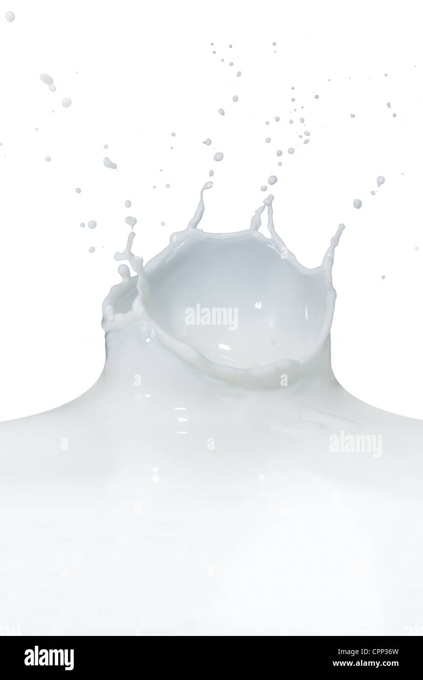 splashing milk isolated on white background Stock Photo - Alamy