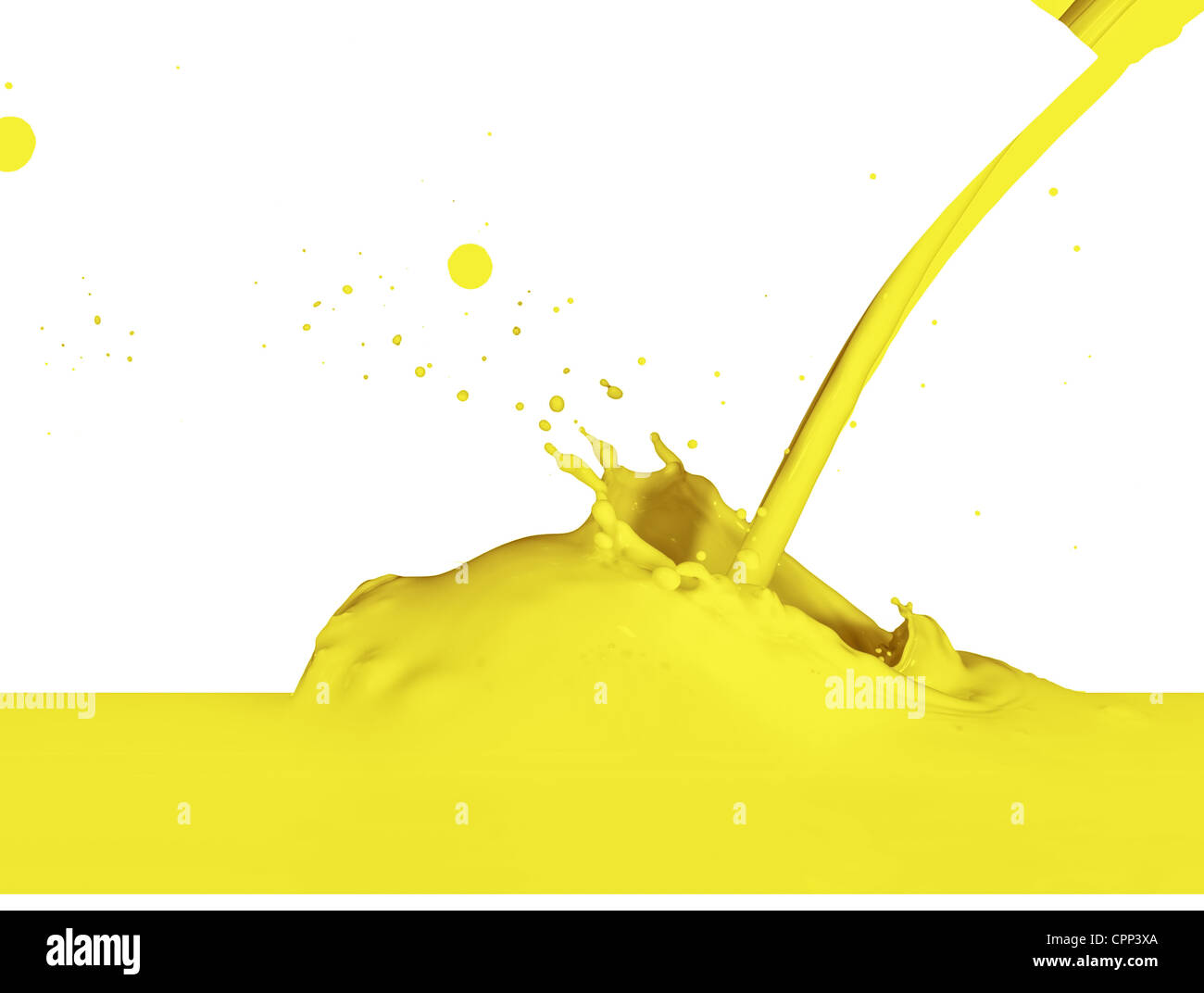 yellow paint splashing isolated on white Stock Photo - Alamy
