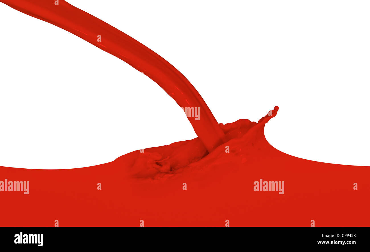 red paint splashing isolated on white Stock Photo - Alamy