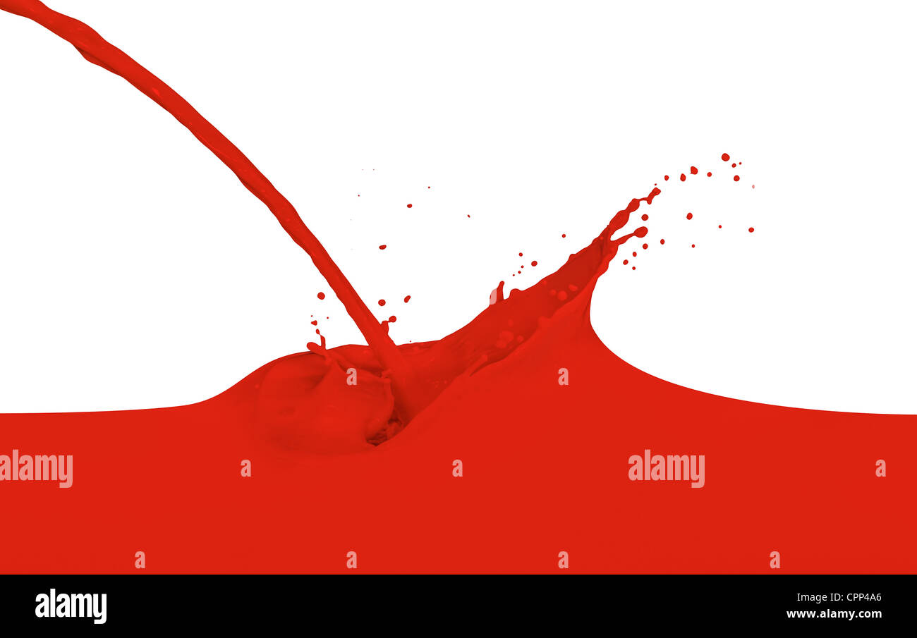 red paint splashing isolated on white Stock Photo - Alamy