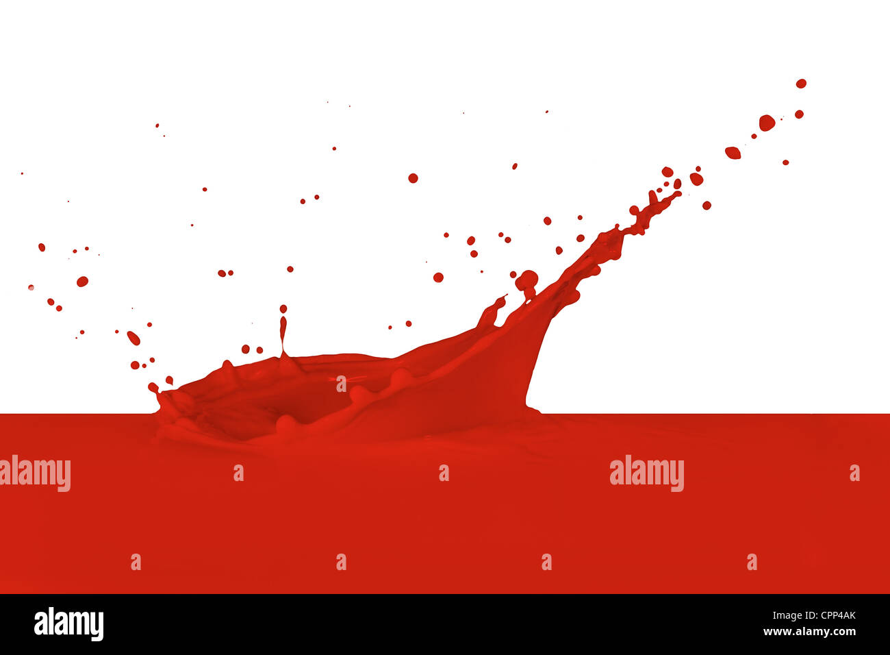 red paint splashing isolated on white Stock Photo - Alamy