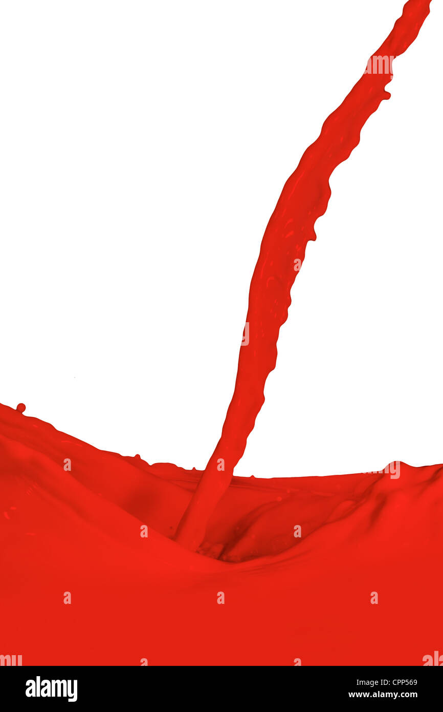 red paint splashing isolated on white Stock Photo - Alamy