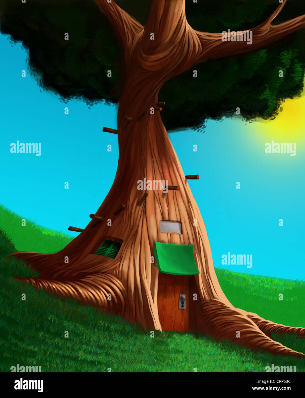 House in a big and old tree Stock Photo - Alamy