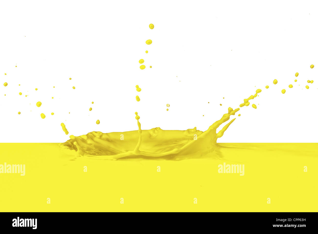 yellow paint splashing isolated on white Stock Photo - Alamy