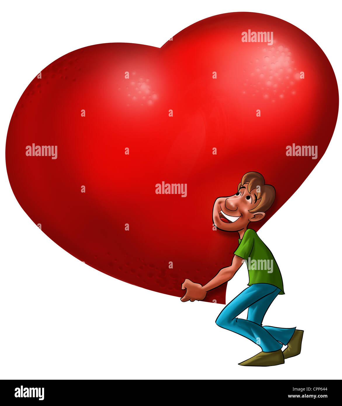 A man carrying a big heart Stock Photo - Alamy