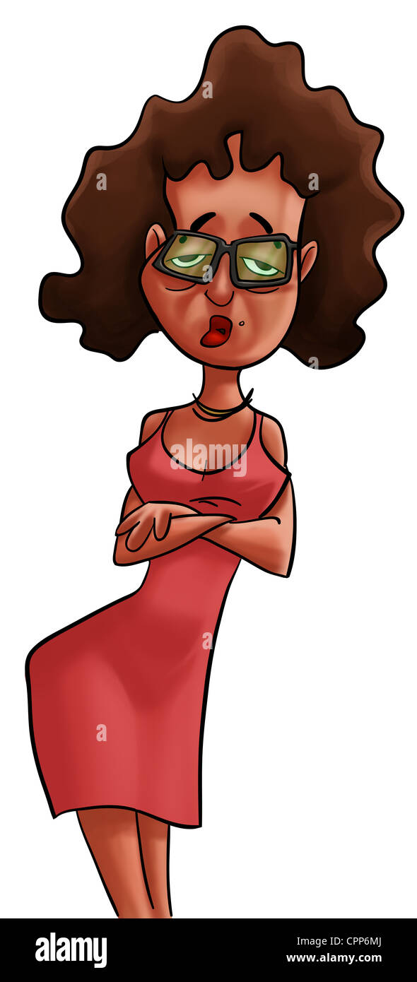 Cartoon or illustration of a tired. worn out. stressed woman Stock ...