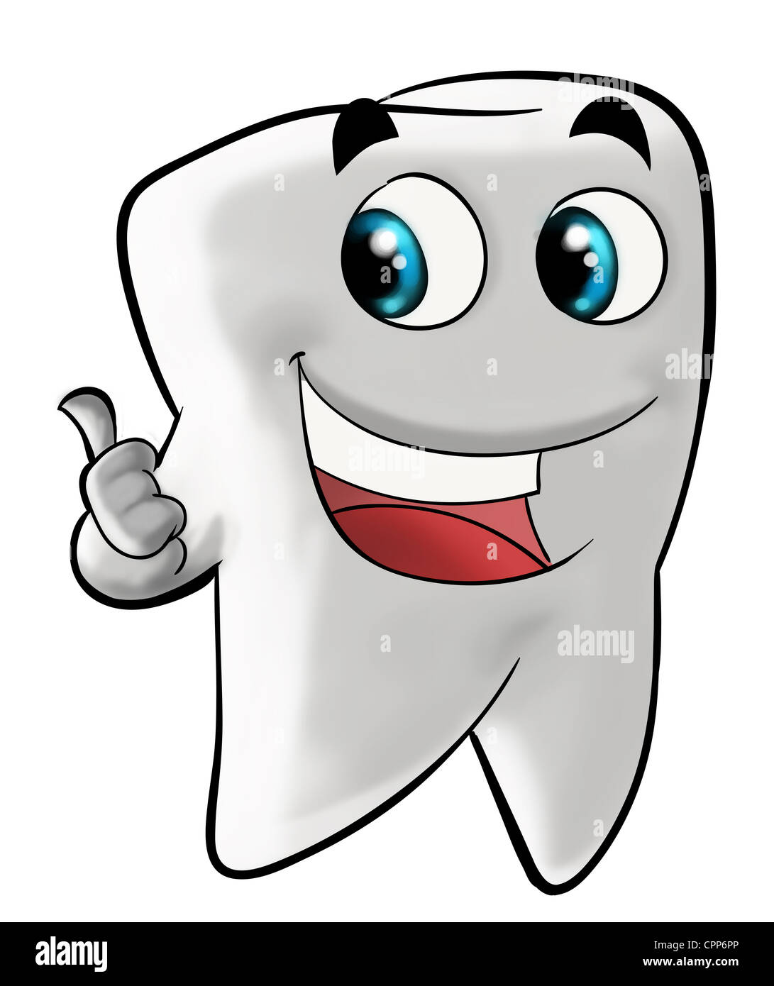 Cartoon illustration of smiling molar tooth gesturing with thumb up ...