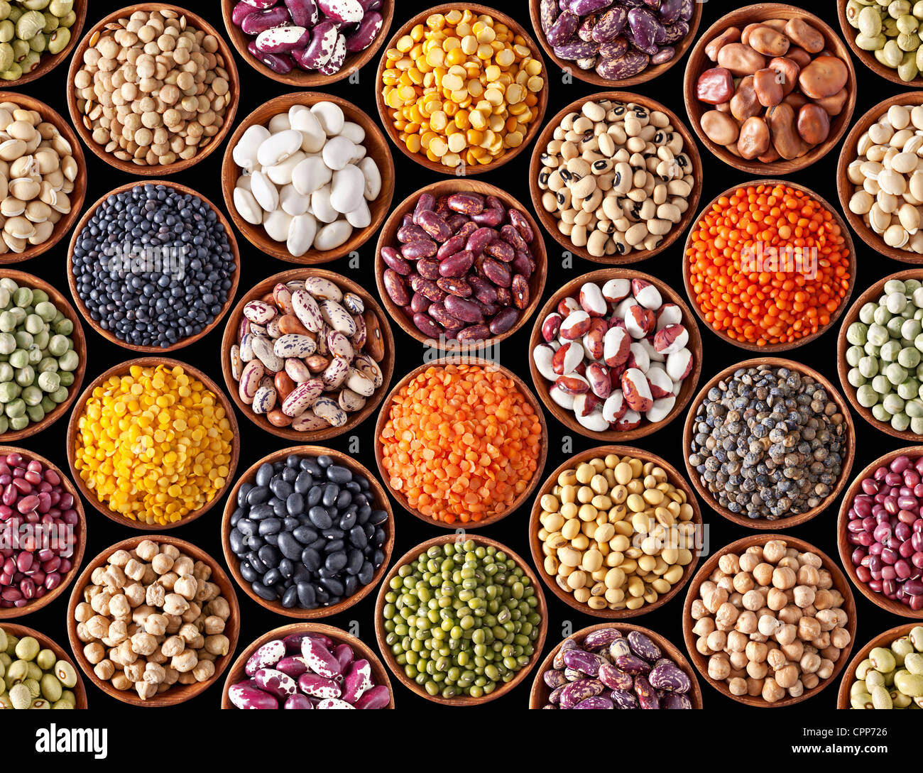 Seamless texture with legumes on black background Stock Photo - Alamy