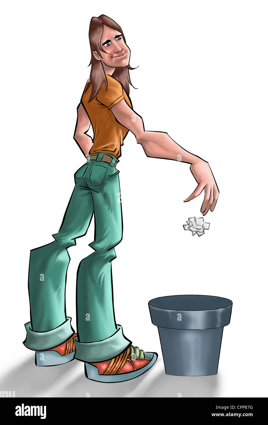 guy dropping paper in the basket Stock Photo - Alamy