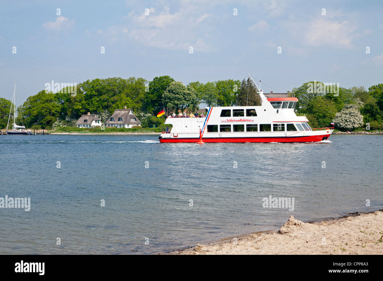excursion boat, viewpoint Ellenbergholz, Ellenberg, Kappeln, Baltic Sea ...