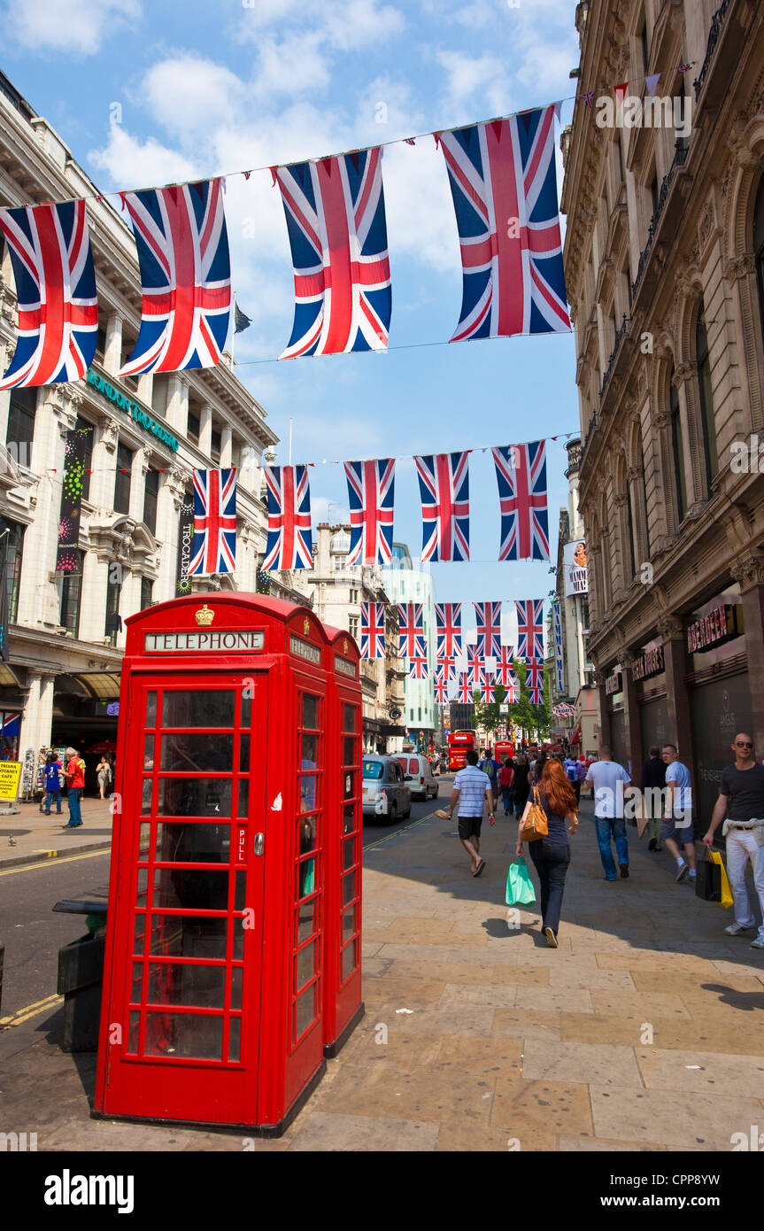 Union Jack flags on display in Central London during the Queen's ...