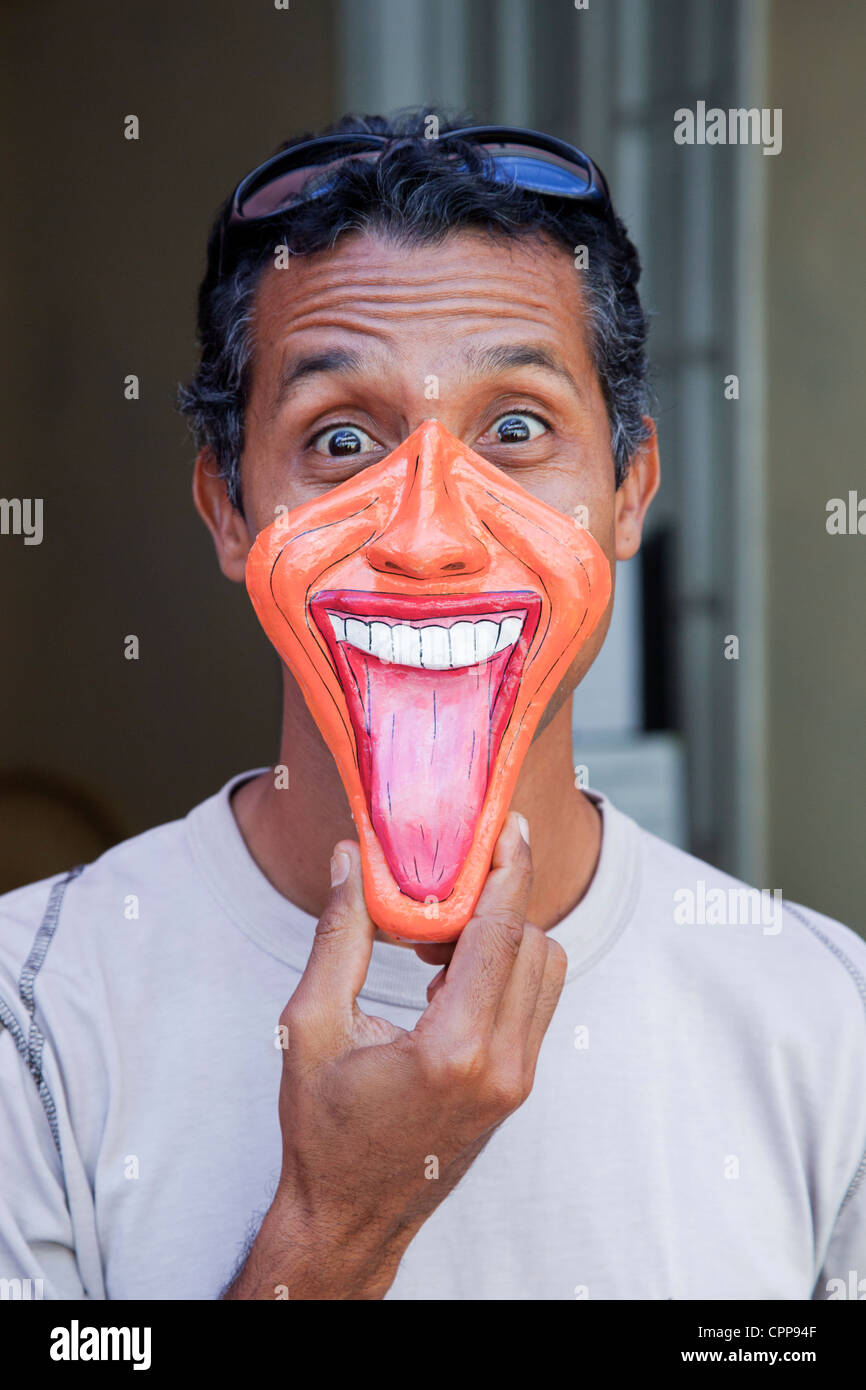 Man with funny mask in Santiago de Cuba Stock Photo - Alamy