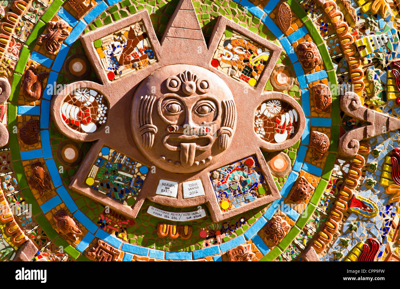 Sun Monument, inspired by the Aztec calendar, a decorative wall ...