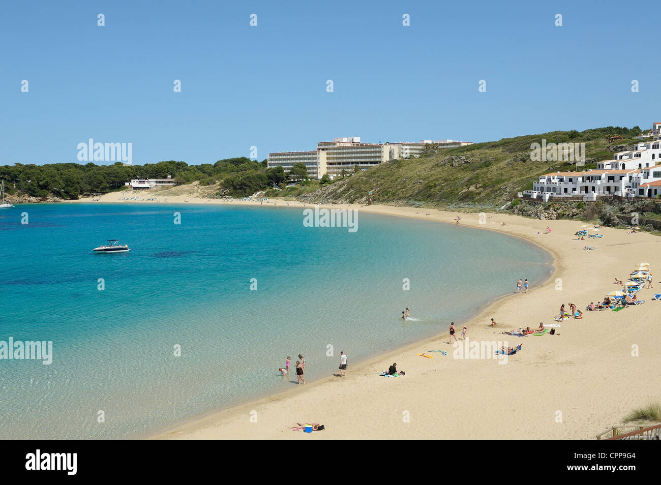 horseshoe bay of arenal d'en castell menorca spain Stock Photo - Alamy