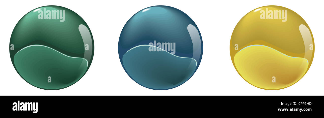 The three colored small bright marble balls Stock Photo - Alamy
