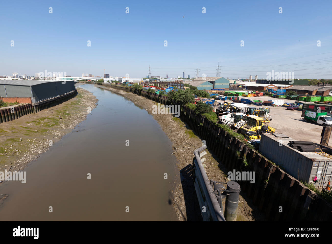 The River Lea from a bridge on the East India Dock Road (A13), London ...