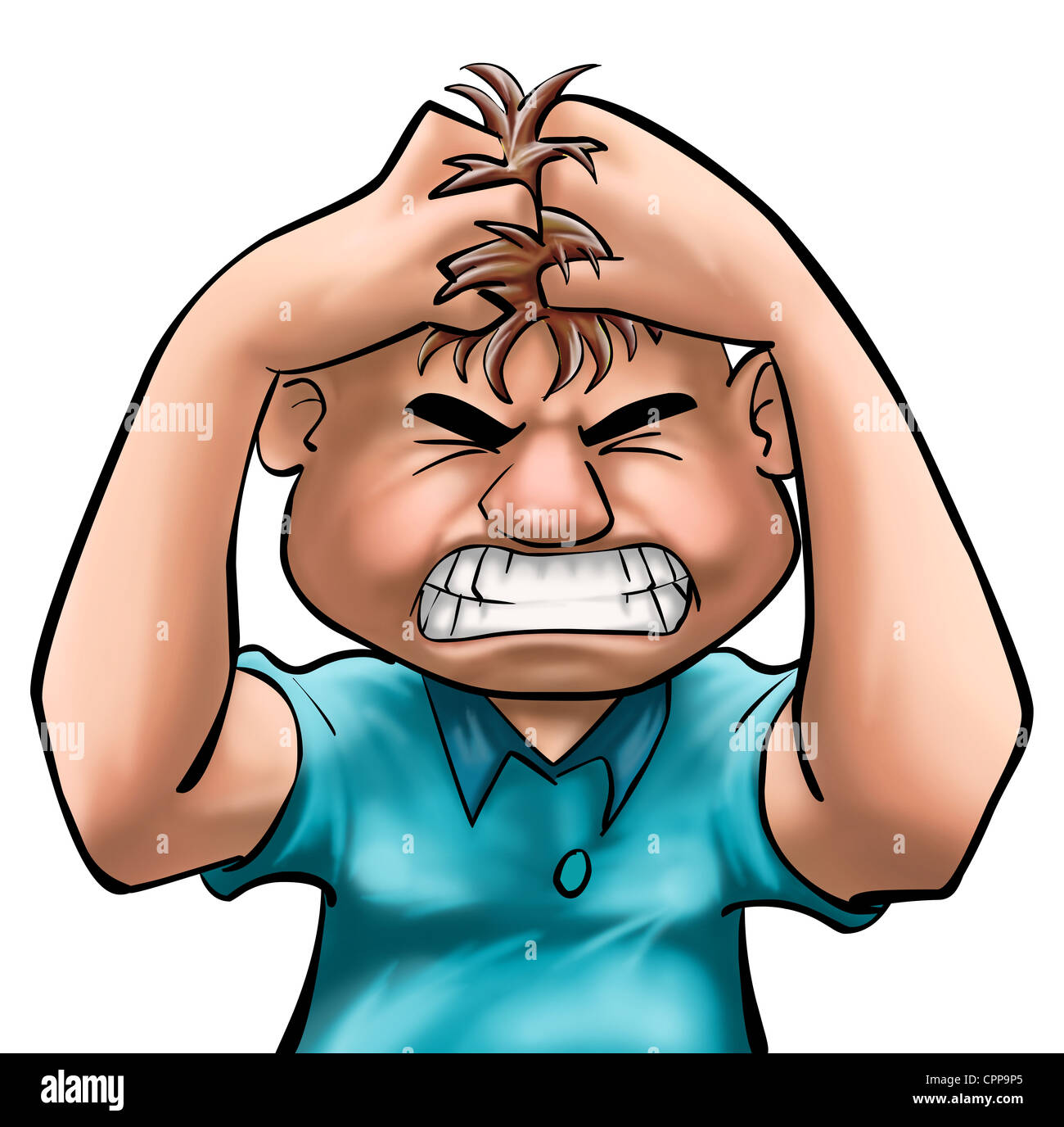 A guy grabing his hair with angry Stock Photo - Alamy