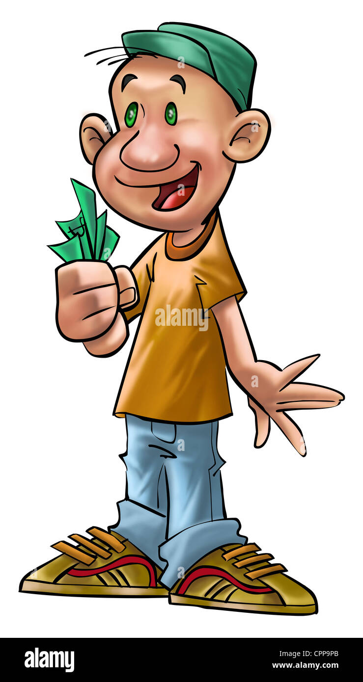 a boy with some money in his hand Stock Photo - Alamy