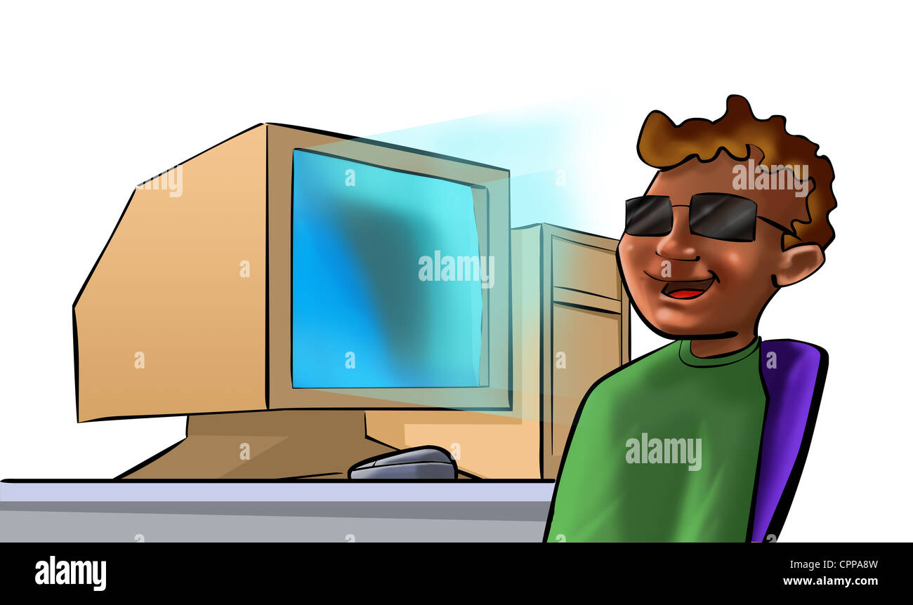 Computer technology for blind worker hi-res stock photography and ...