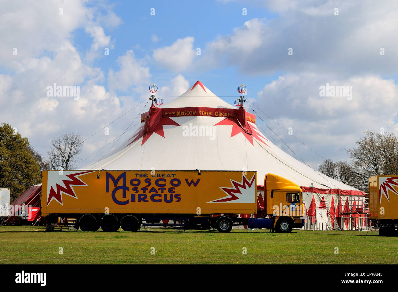 Moscow State Circus tent and lorry at the Old Deer Park ,Richmond ...
