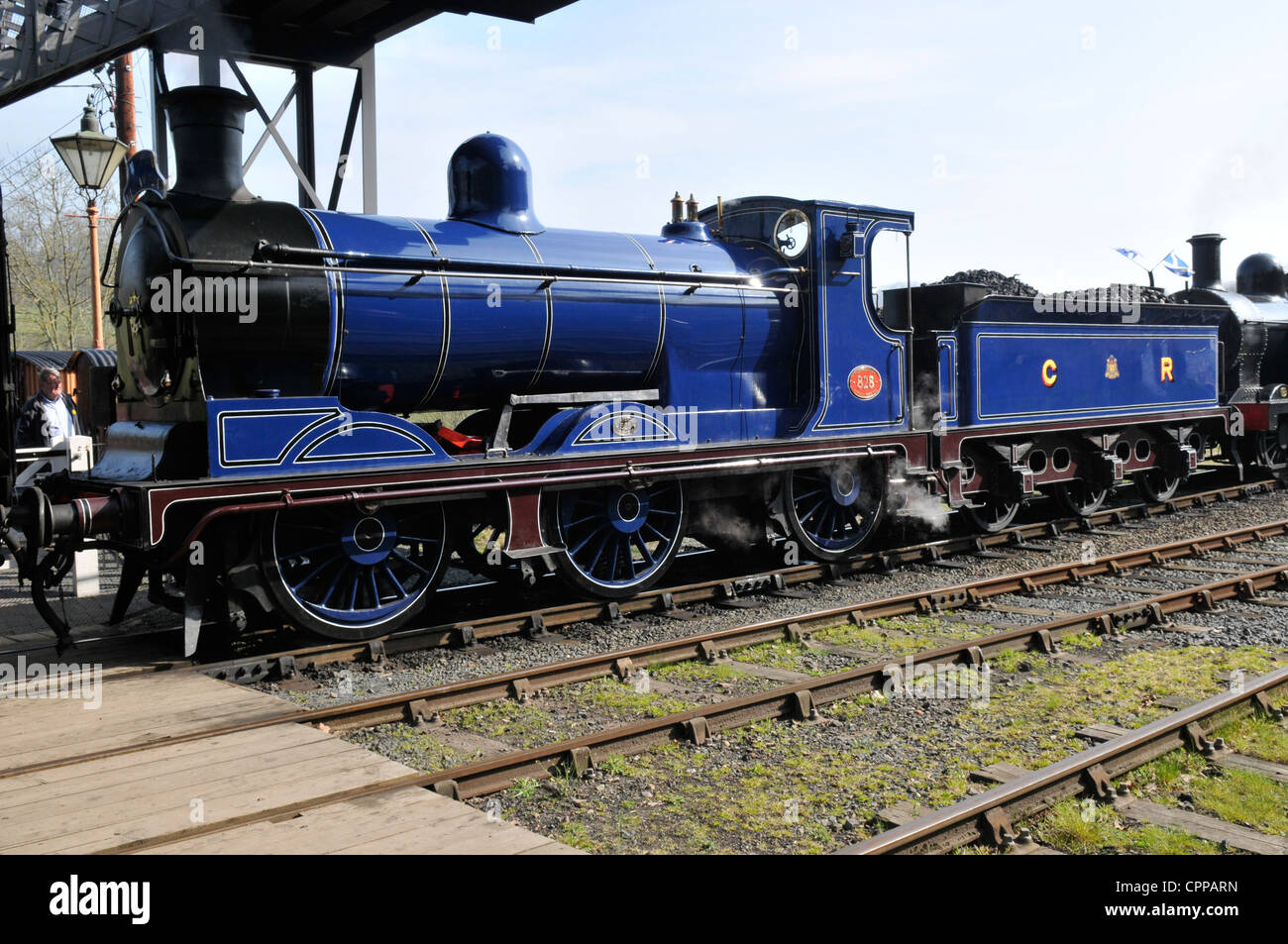 828 waiting on Highley Station double headed with Jinty ready to pull ...
