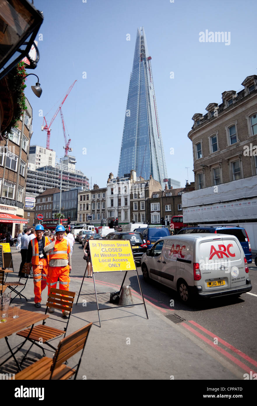 Street scene: The Shard from Southwark Street, London, England, UK ...