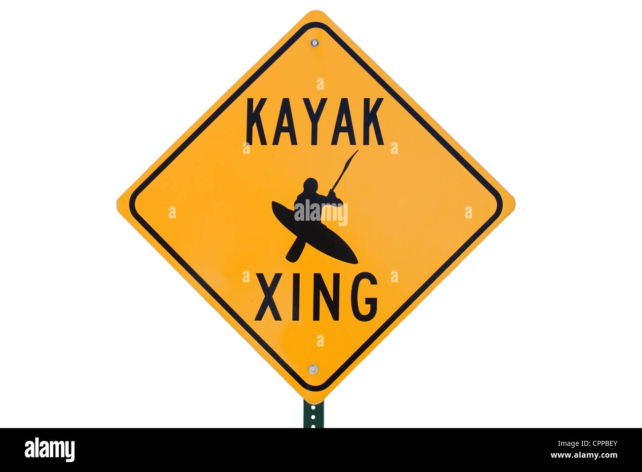 kayak crossing road sign that says kayak xing Stock Photo - Alamy