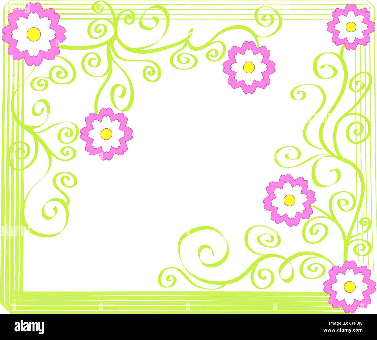 Pink floral design on green frame Stock Photo - Alamy