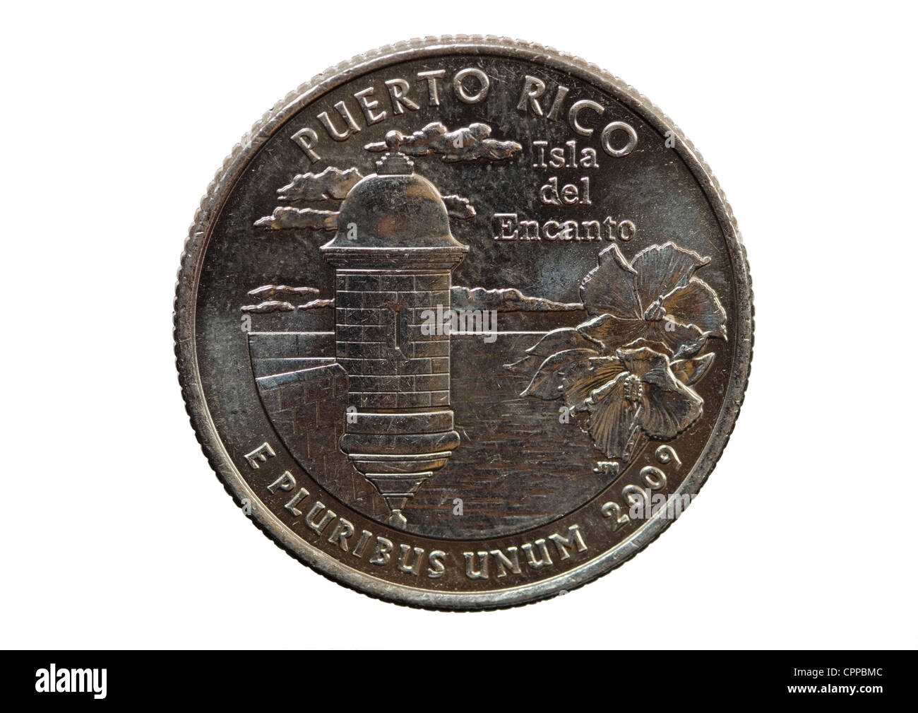 Puerto Rico United States quarter coin isolated on white background ...