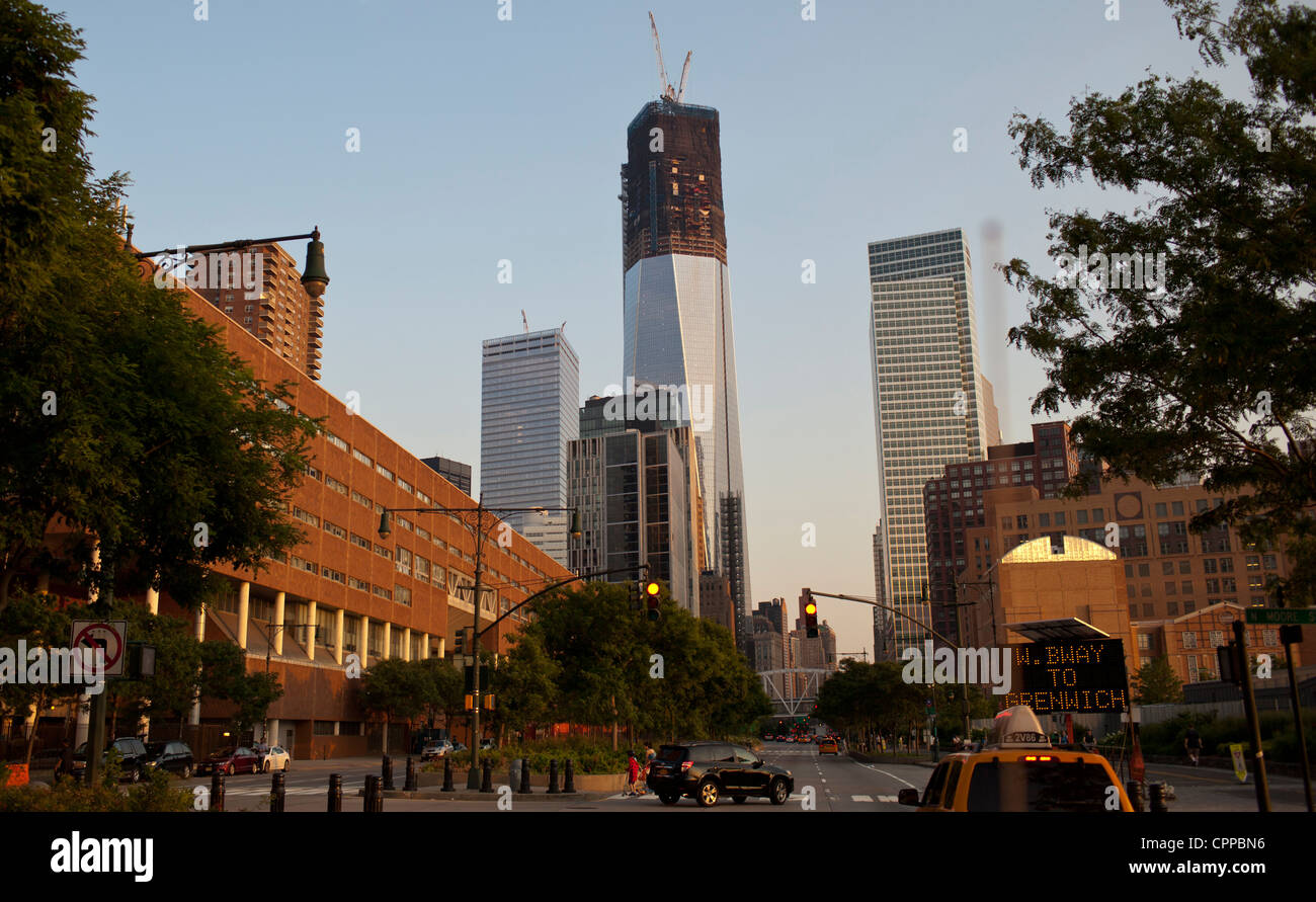 One World Trade Center is seen from New York's West Side Highway as it ...