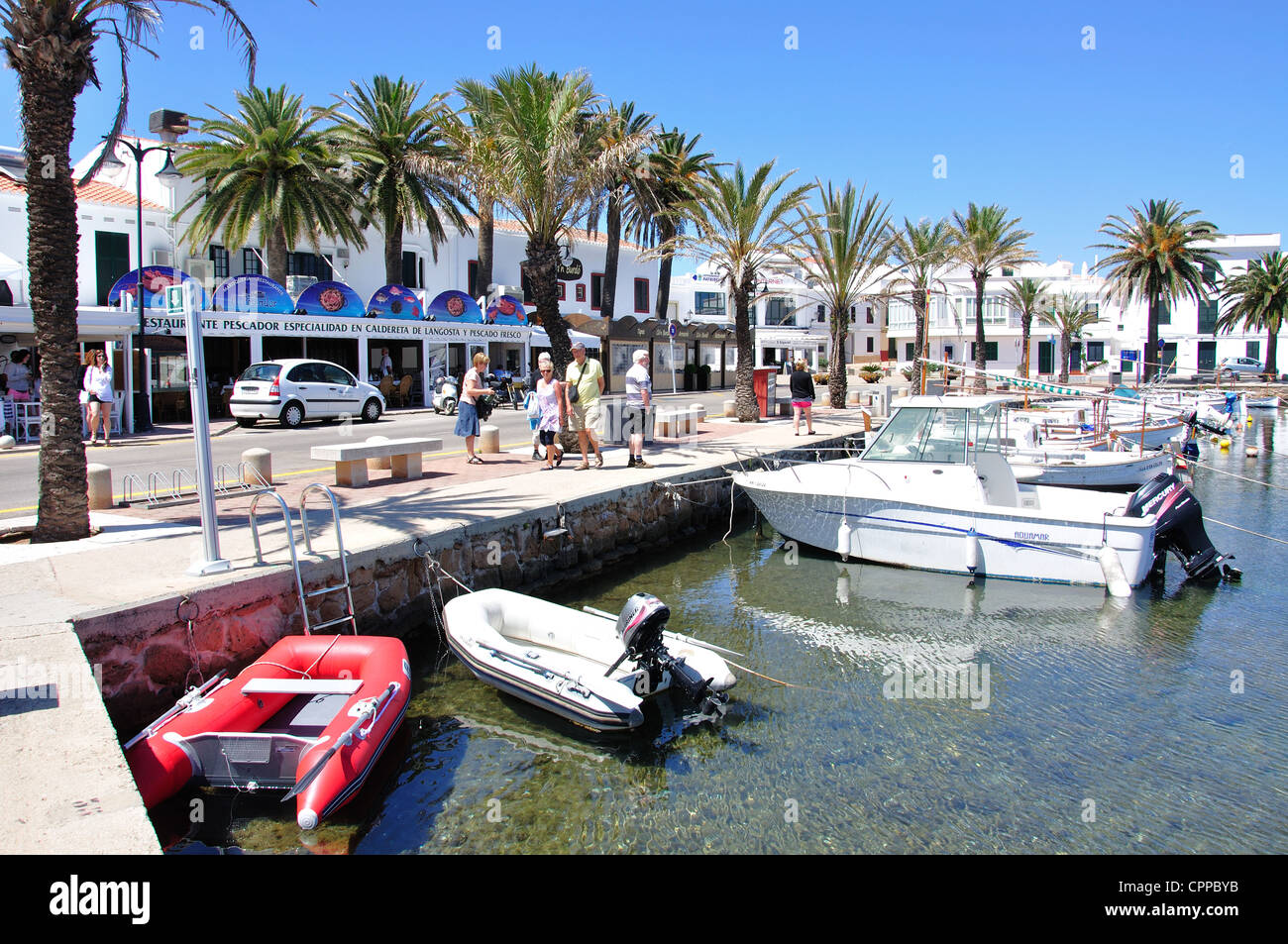 Marina promenade, Fornells, Menorca, Balearic Islands, Spain Stock ...