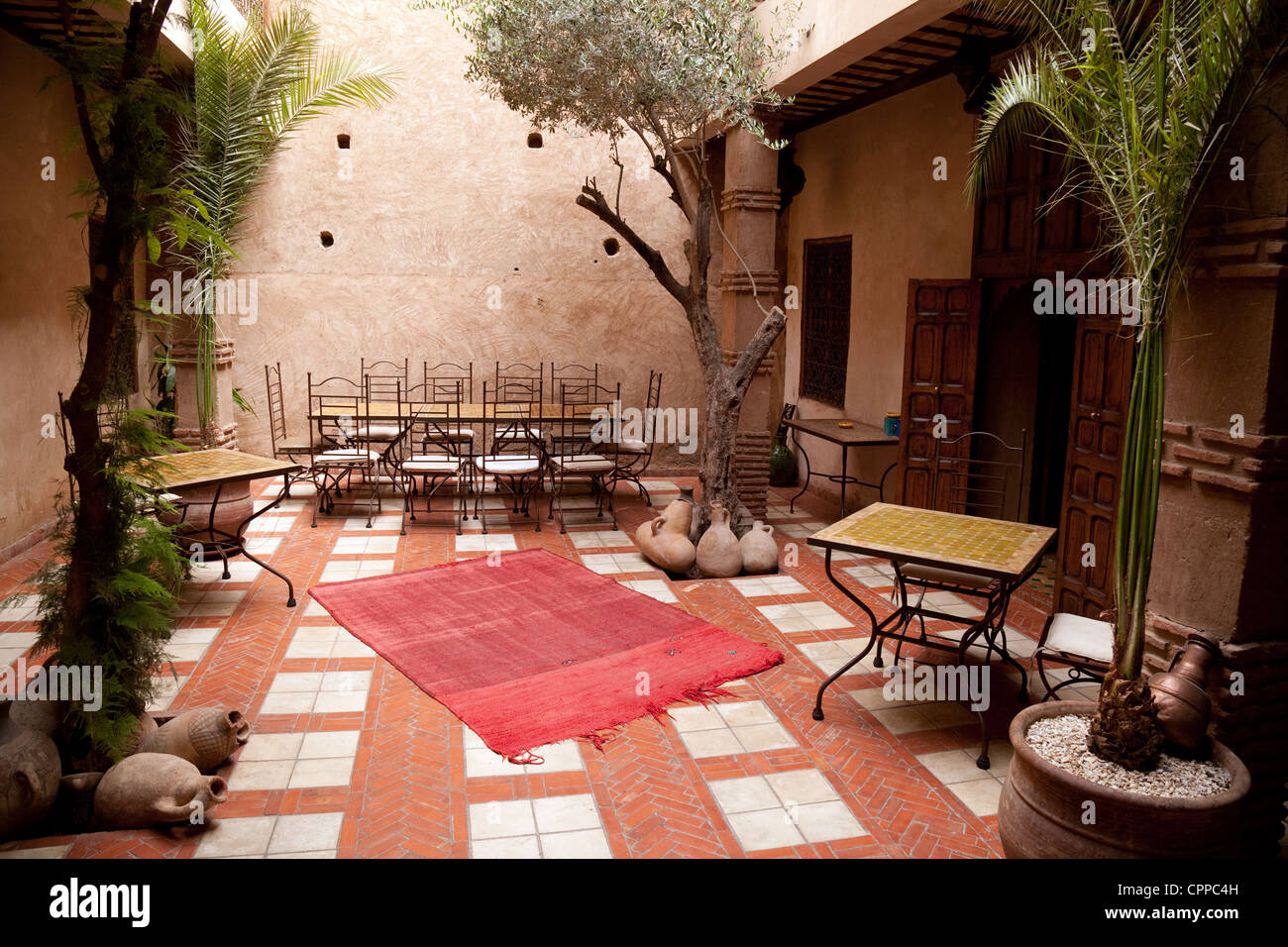 The interior of the Riad Aladdin Hotel, Marrakech Morocco, Africa Stock ...