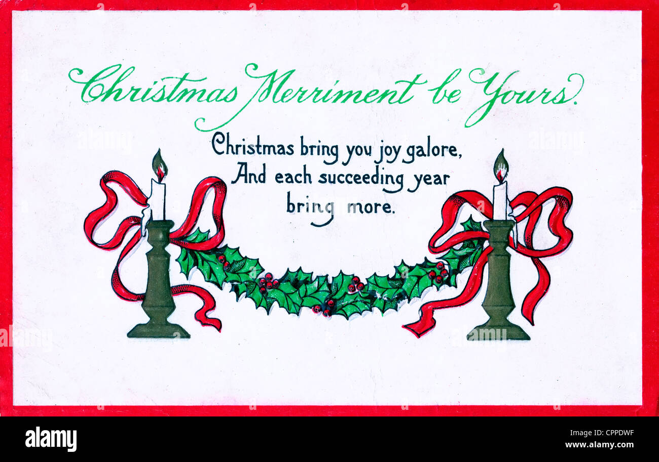 Christmas Merriment be Yours - vintage card Stock Photo - Alamy