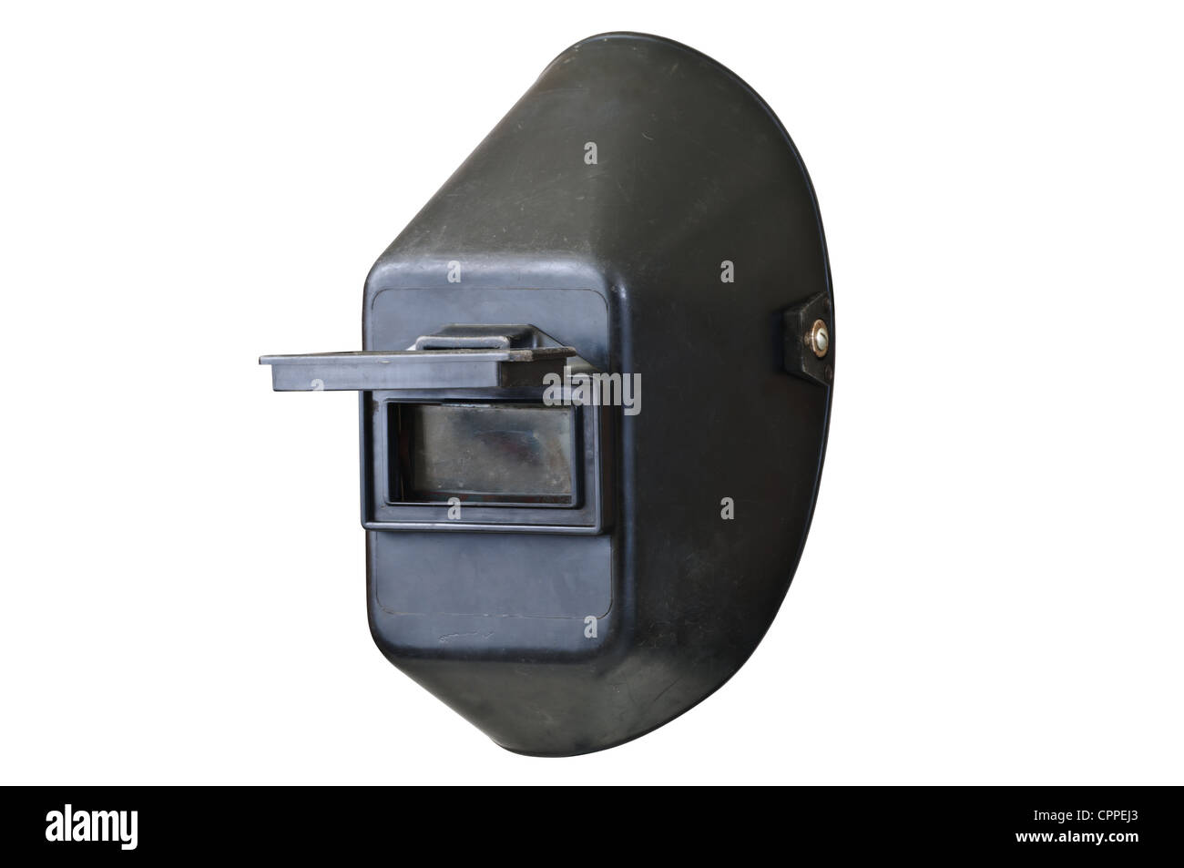 Welding helmet with open shield isolated on white with a clipping path ...
