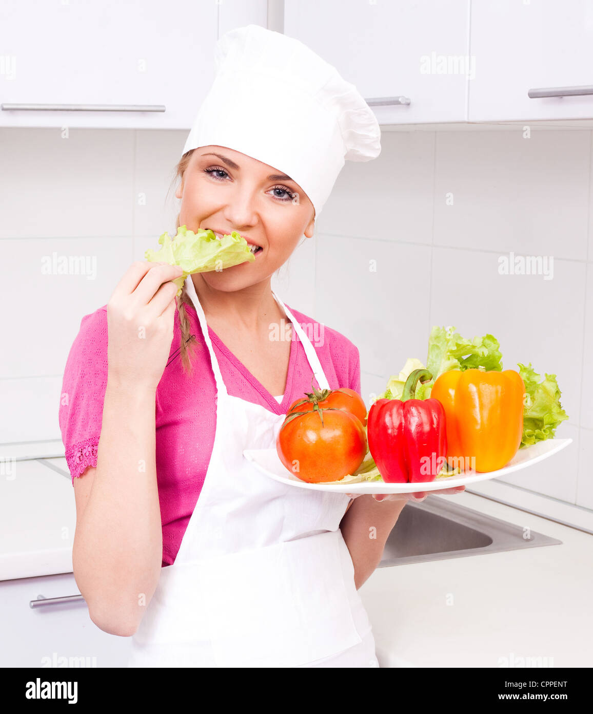 beautiful woman cooking Stock Photo - Alamy