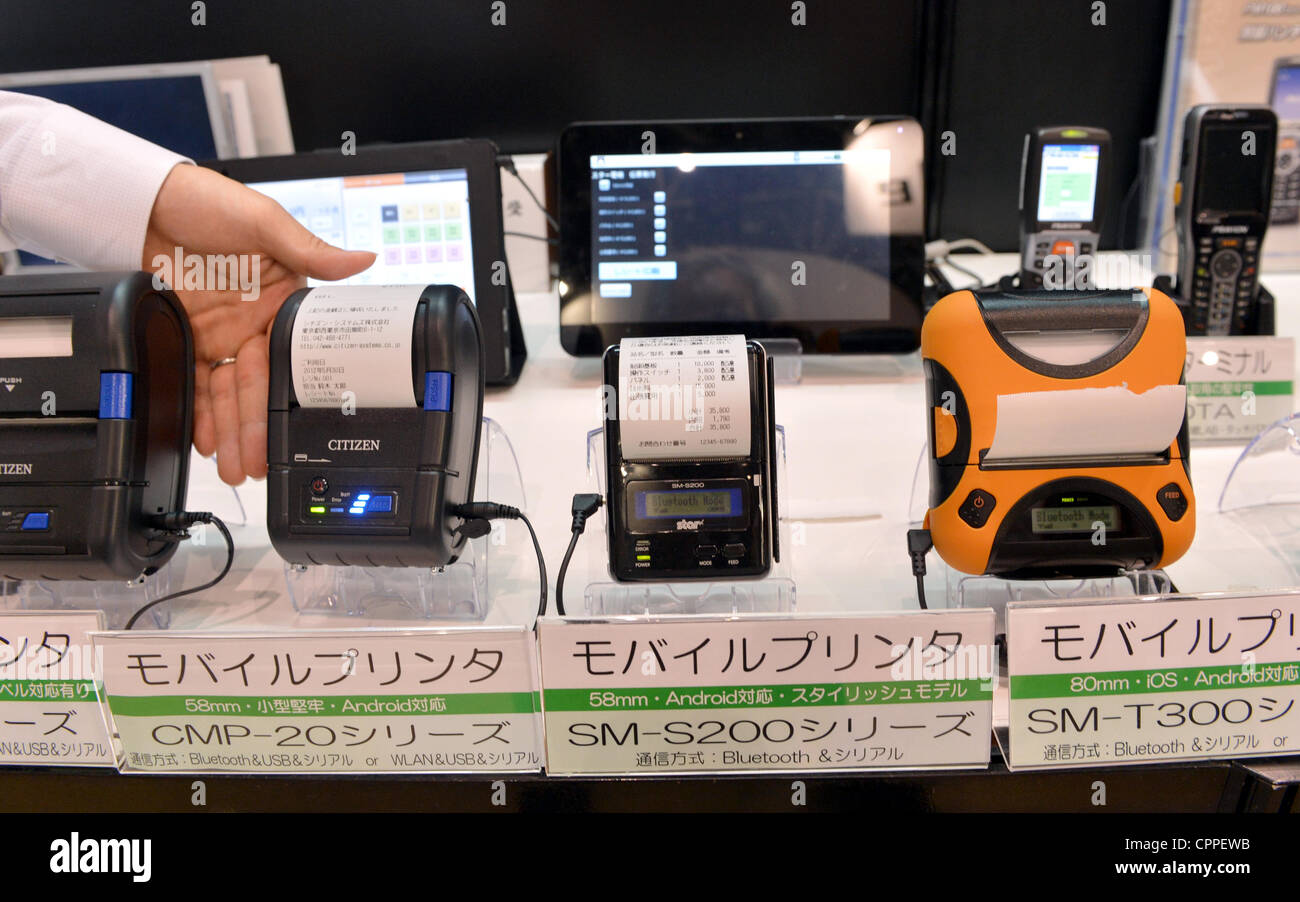 May 30, 2012, Tokyo, Japan - Mini printers designed for mobile devices ...