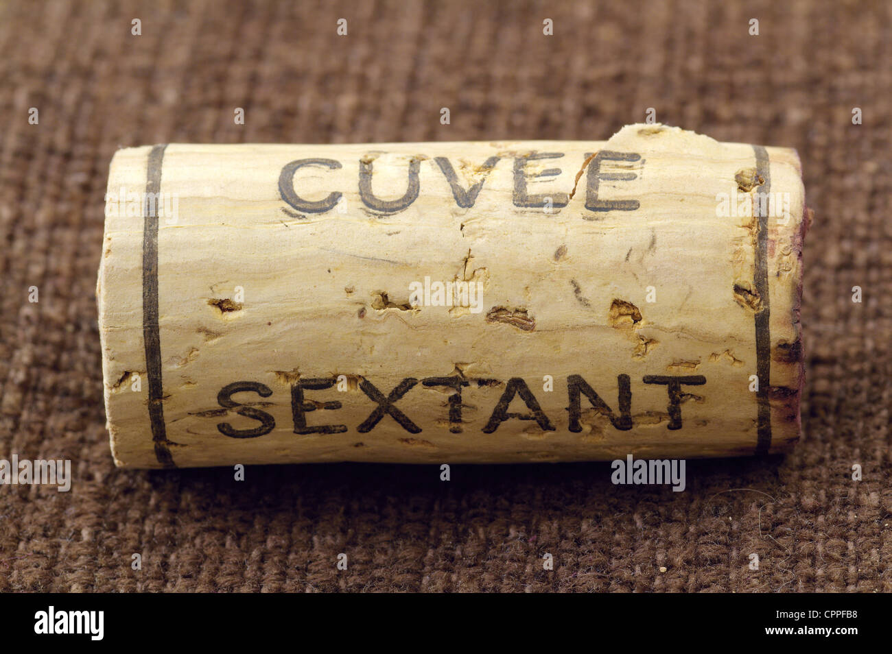 Cuve Sextant Languedoc wine cork stopper Stock Photo - Alamy