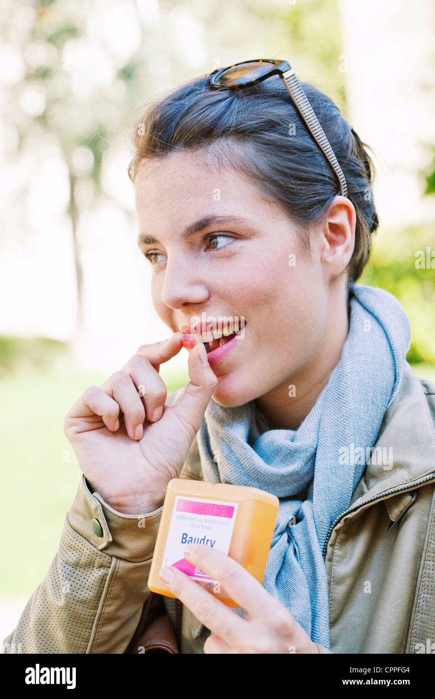 Woman alone cough drop lozenge hi-res stock photography and images - Alamy