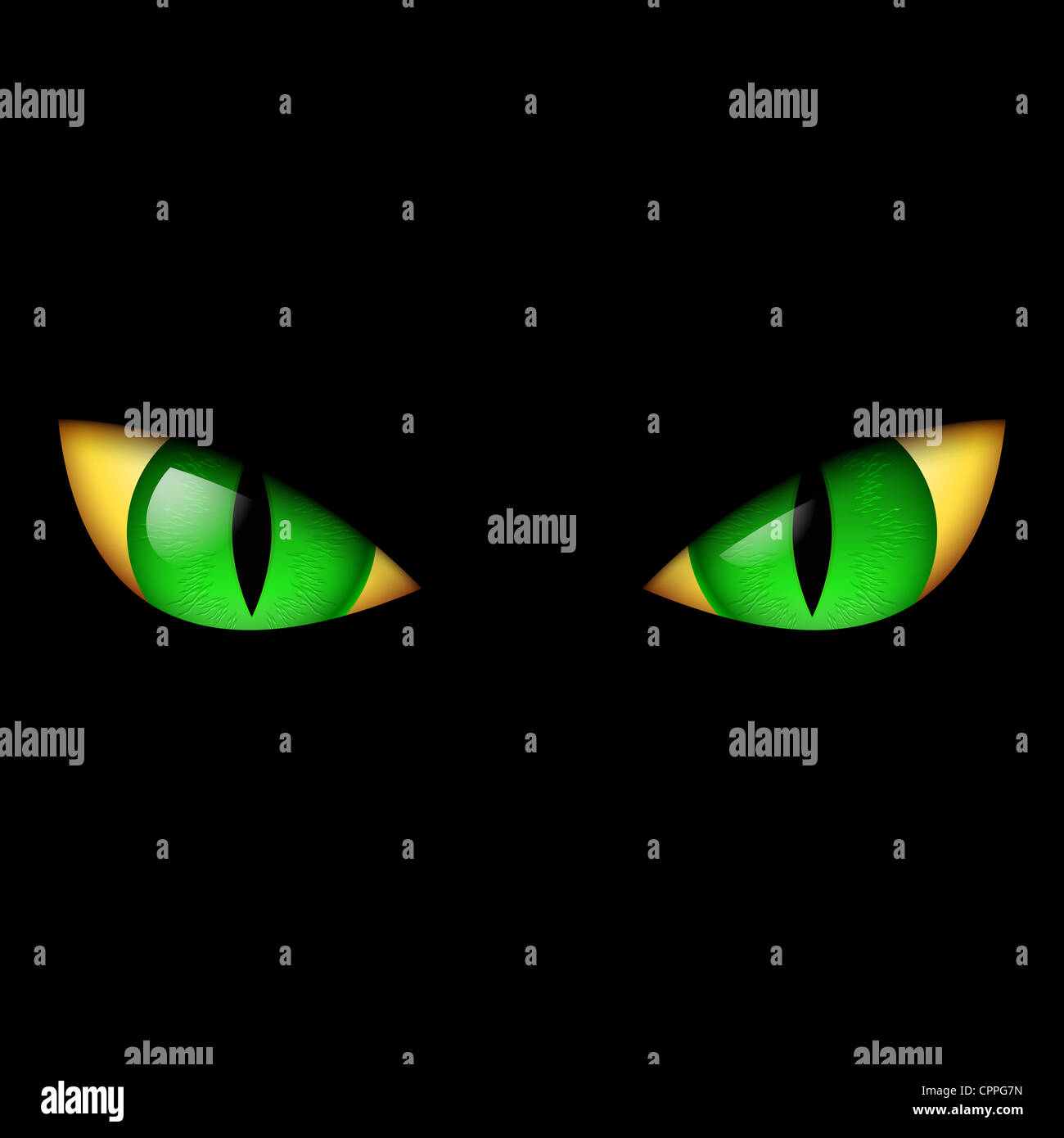 Evil Green Eye. Illustration on black background Stock Photo - Alamy