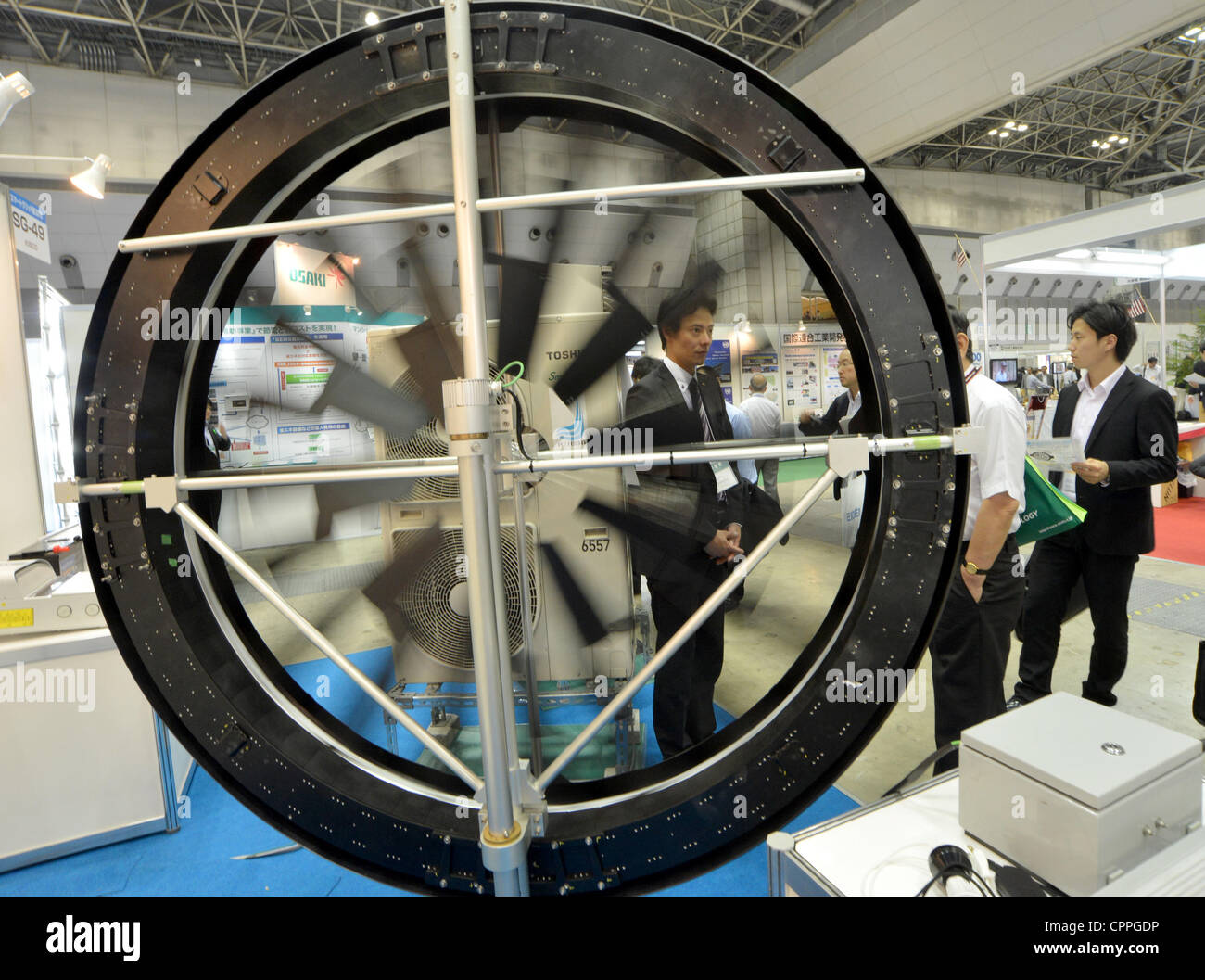 May 30, 2012, Tokyo, Japan - A wind turbine is on display at the Smart ...