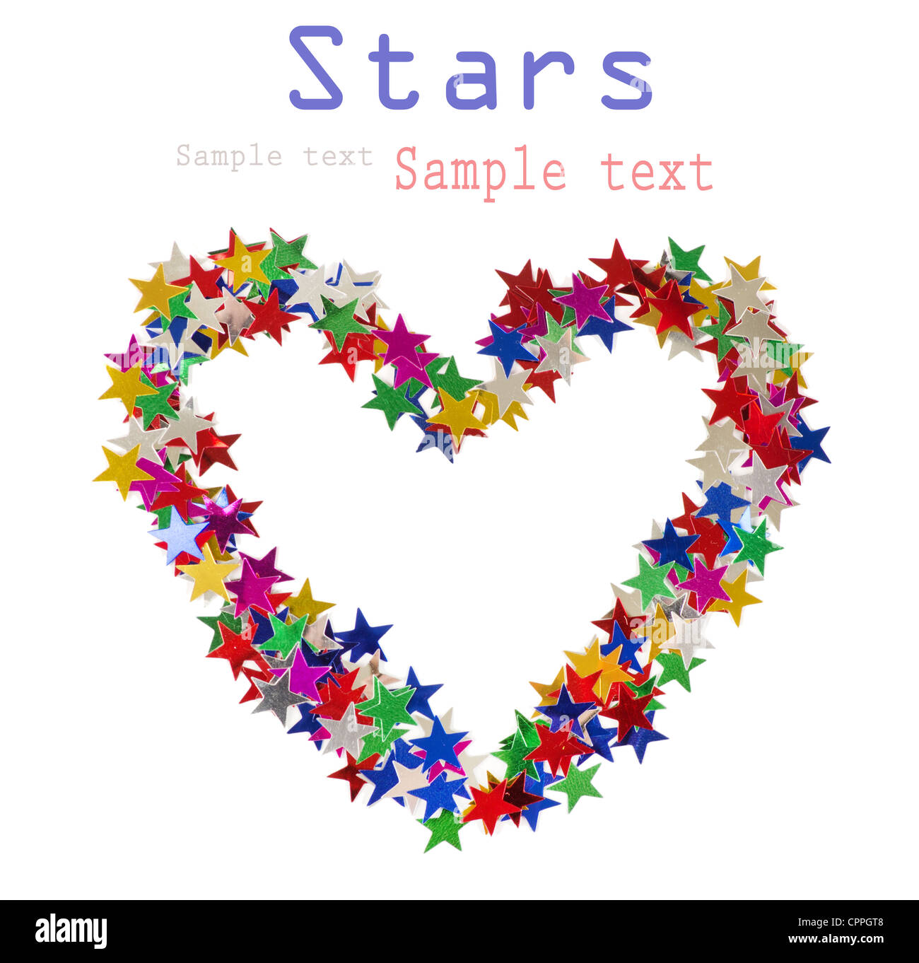 Big heart composed of many colored stars on white Stock Photo - Alamy