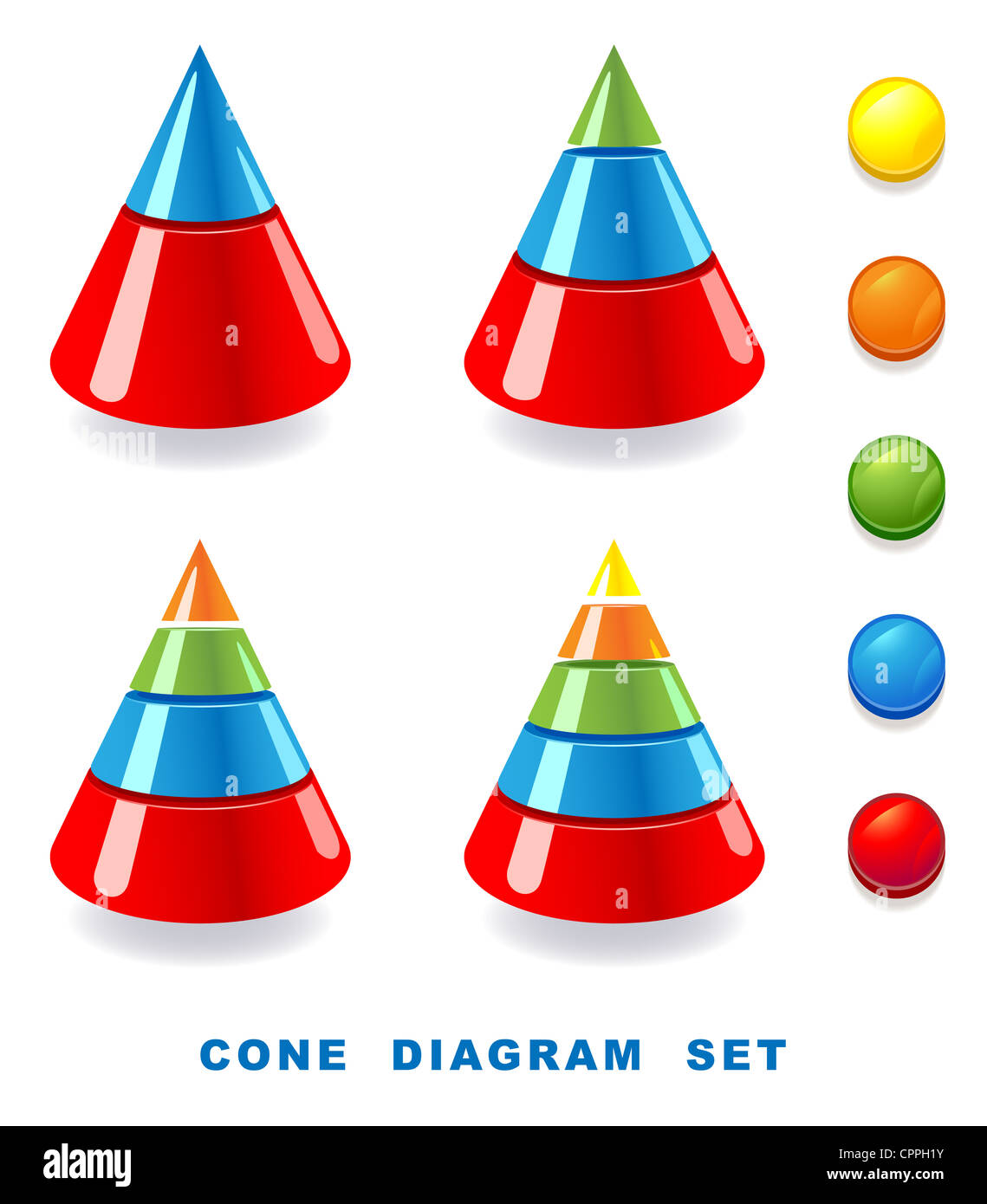 Cone diagram set. Illustration Stock Photo - Alamy