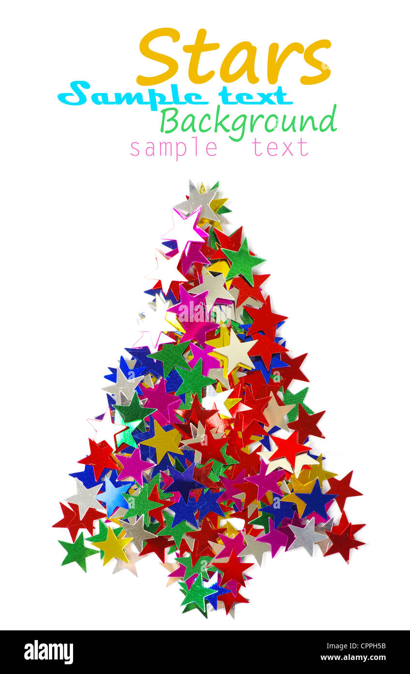 Christmas tree composed of colored stars Stock Photo - Alamy