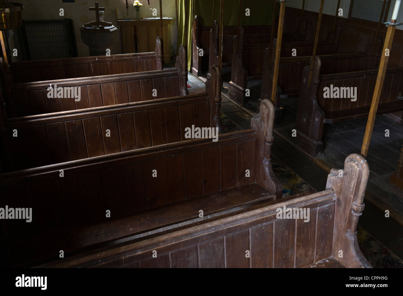 Interior of St David's Church remote and only accessible by walking ...