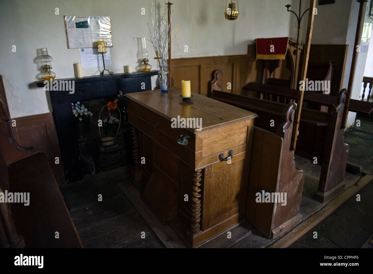 Interior of St David's Church remote and only accessible by walking ...