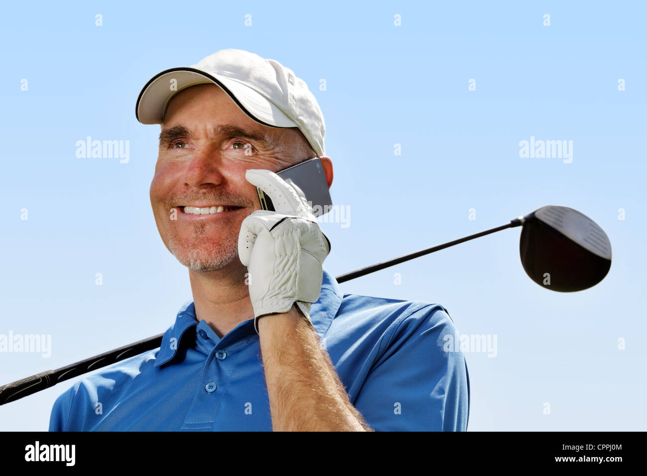Golfer using cell phone hi-res stock photography and images - Alamy