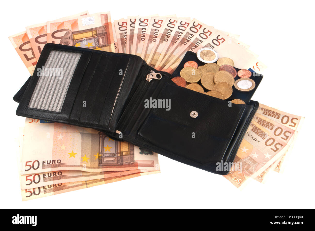 Black wallet euro bills Cut Out Stock Images & Pictures - Alamy