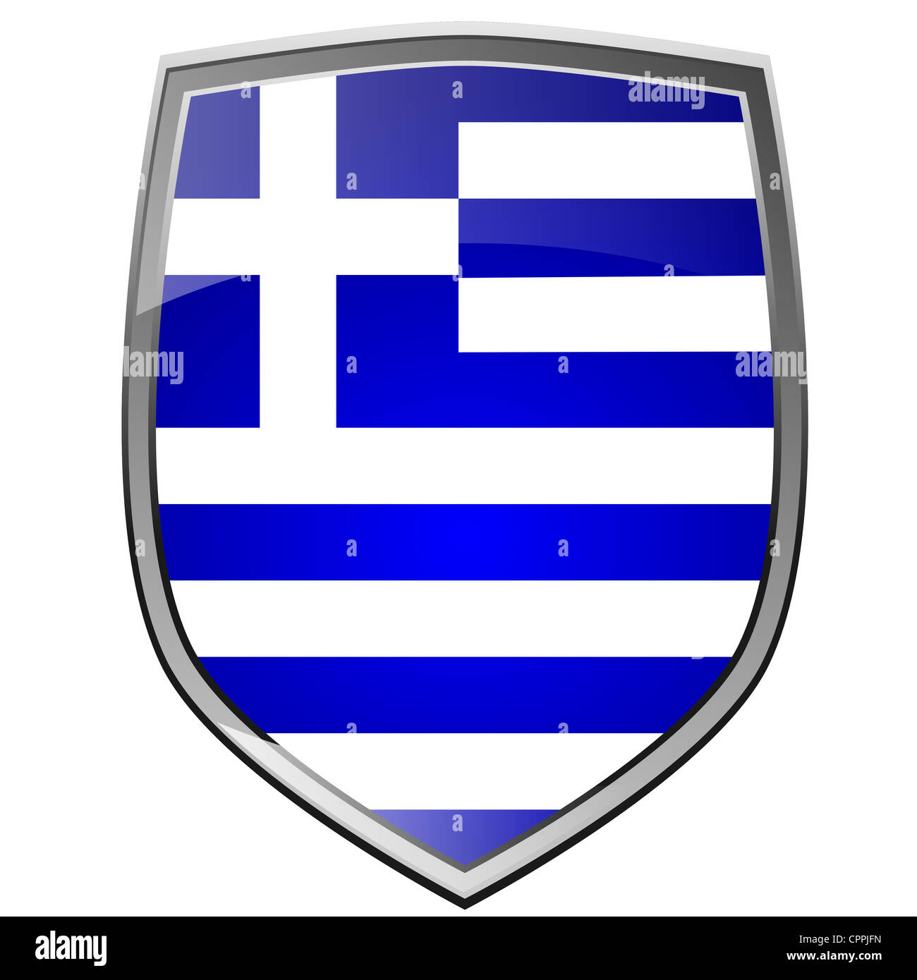 Protective shield with the flag of Greece Stock Photo - Alamy