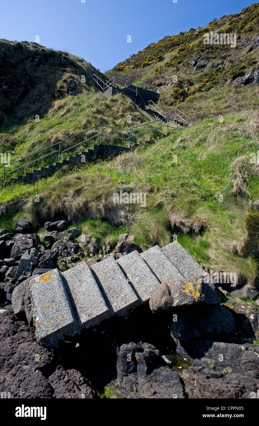 Part of older cliff path at Blackhead, County Antirm Stock Photo - Alamy