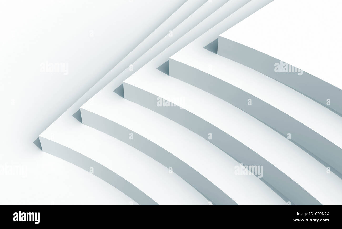 3d illustration: white abstract architecture fragment with five stairs ...